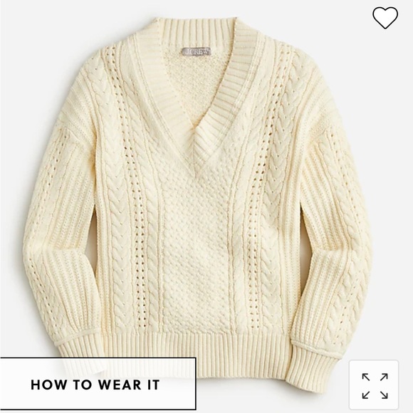 J. Crew | Sweaters | Jcrew Cotton Cableknit Vneck Pullover Size Xl ...